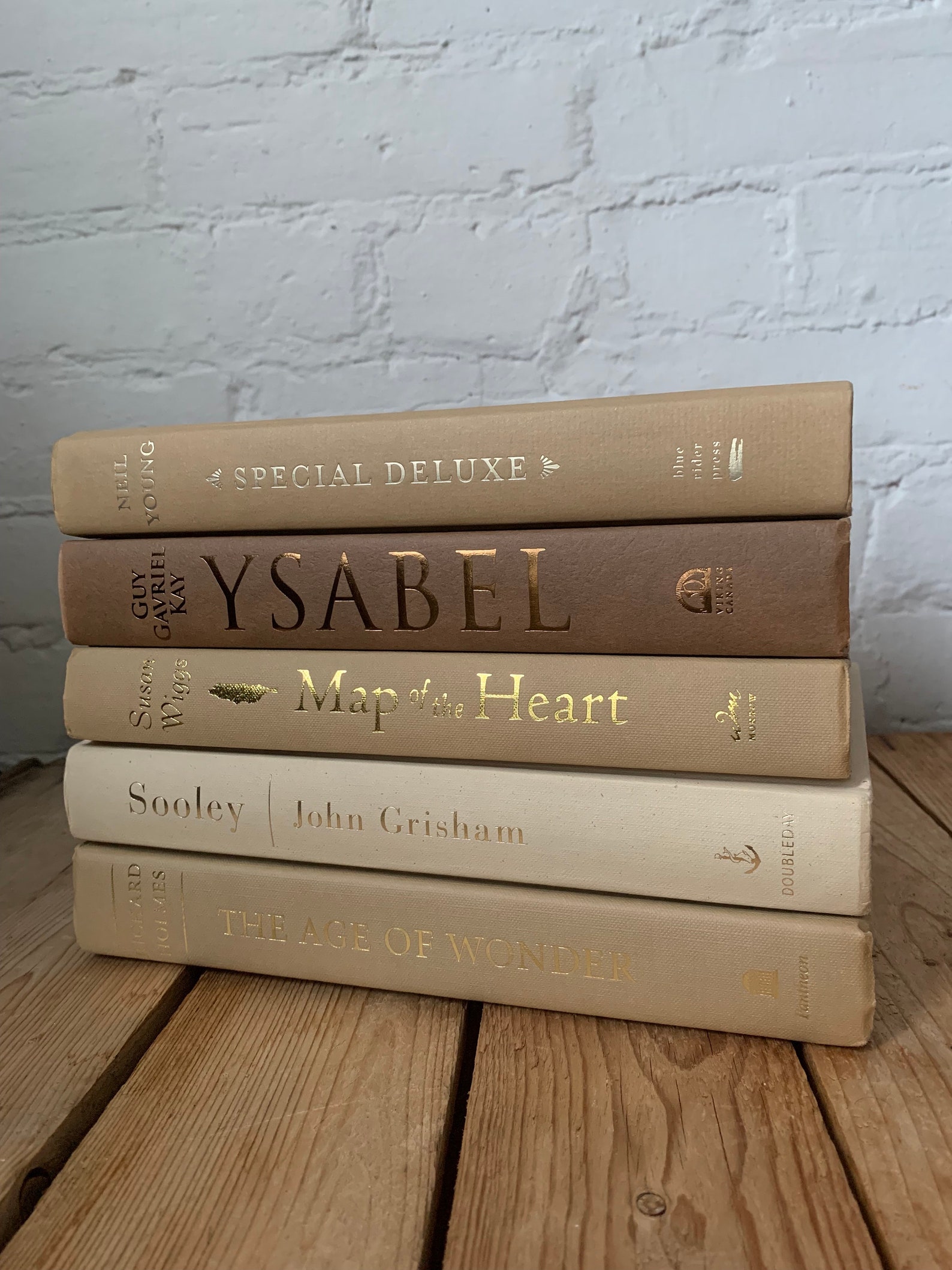 Cream and Tan Book Stack, Neutral Book Decor, Beige Brown Ivory ...