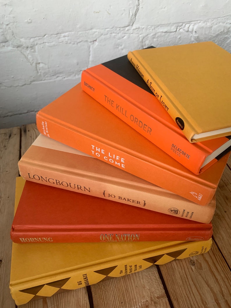 Orange Book Stack Orange Book Decor Decorative Display - Etsy