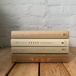 Cream and Taupe Book Stack, Ivory Book Decor, Cream and Ivory ...