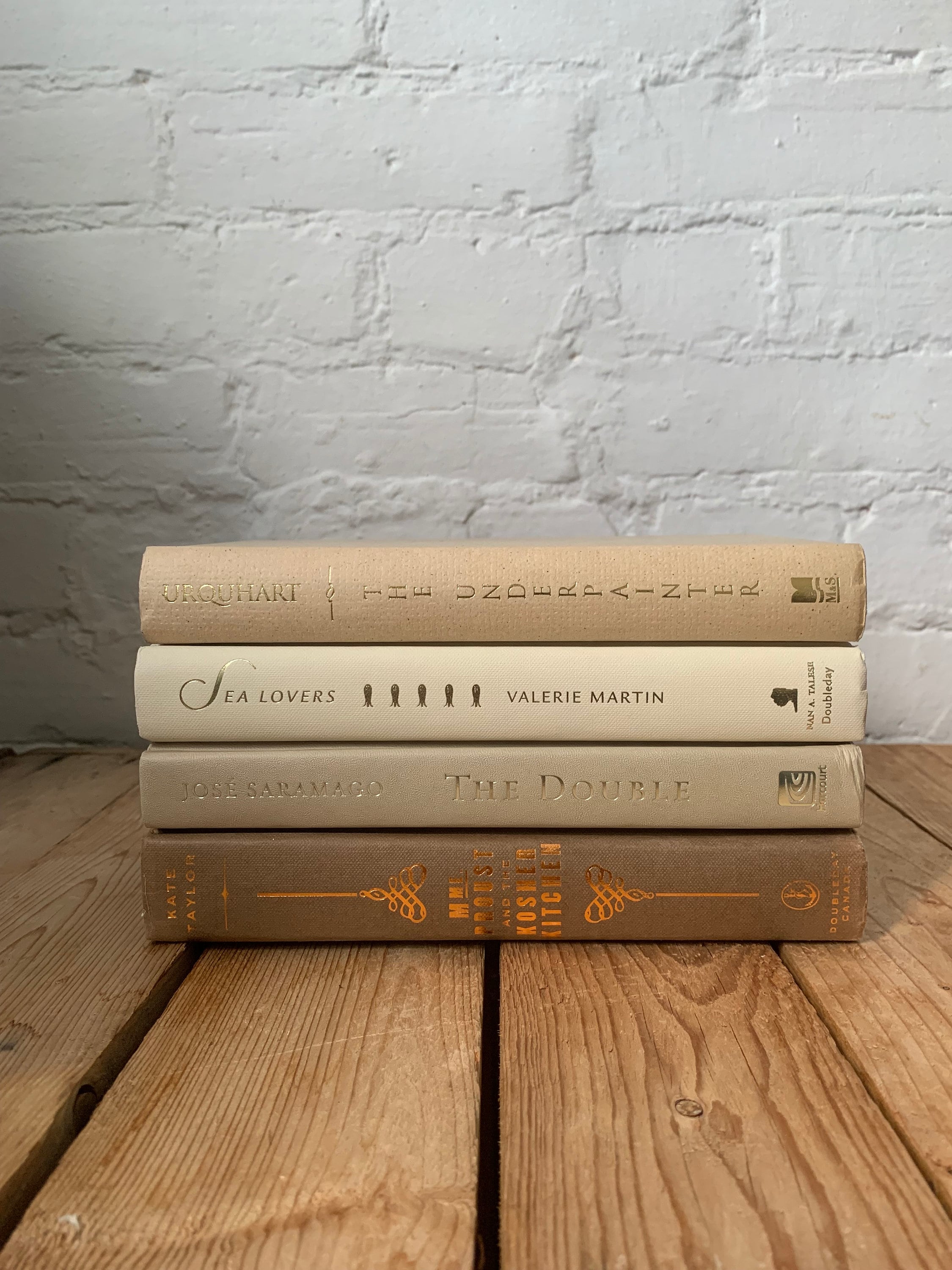 Cream and Taupe Book Stack, Ivory Book Decor, Cream and Ivory ...