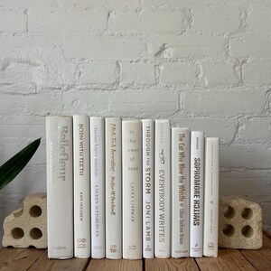 White Book Decor, White Home Decor, White Staging Books, Ivory Shelf ...