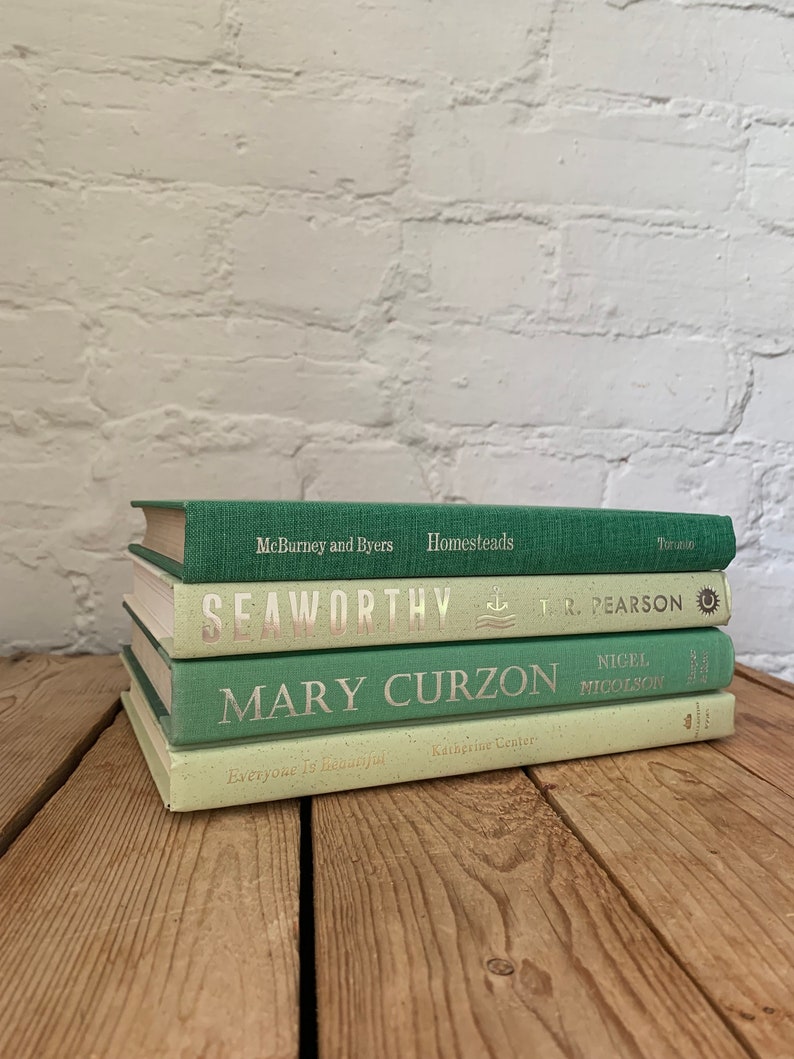Green Decorative Book Stack, Green Home Decor, Bundle of Green Books ...