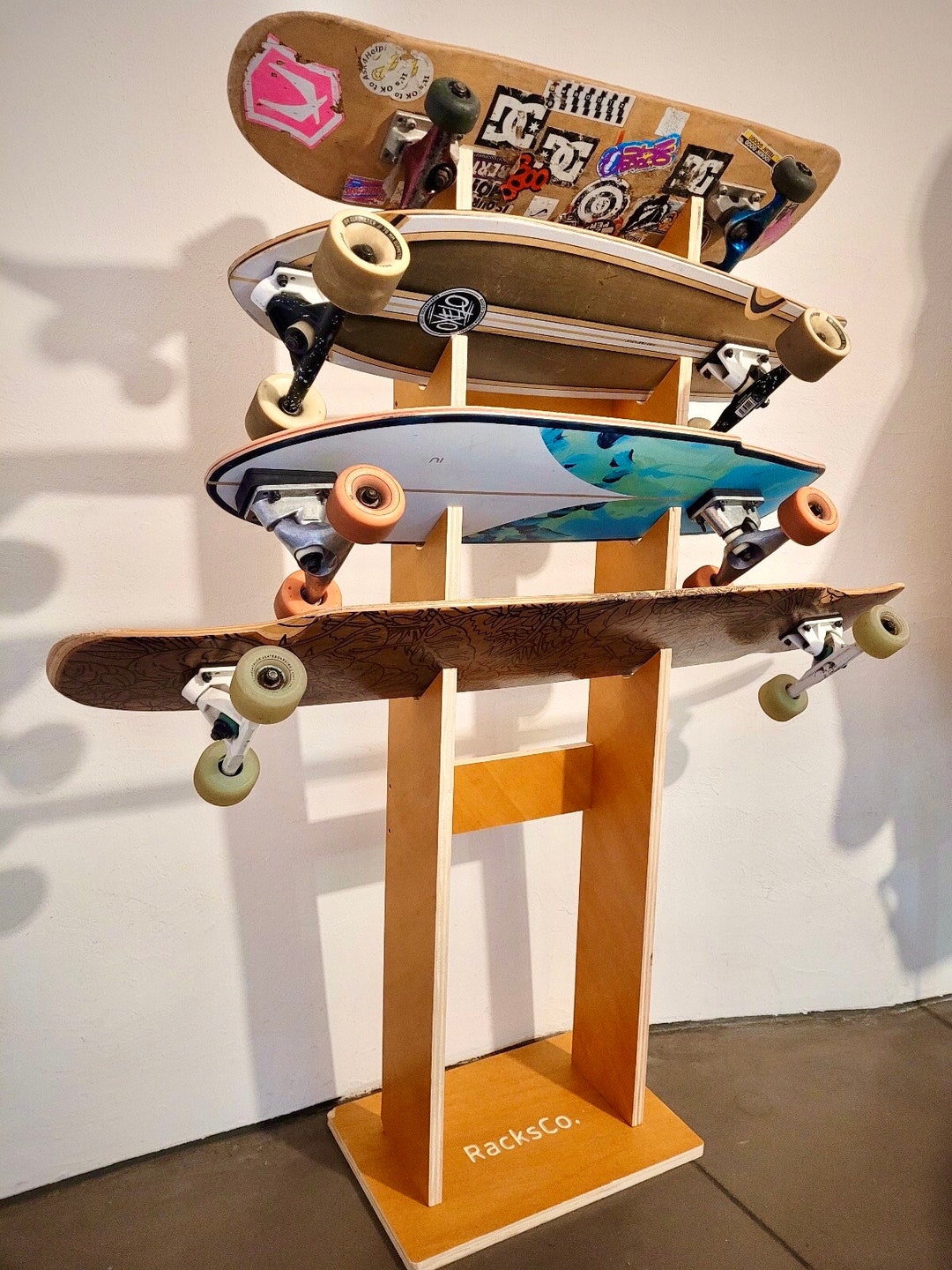 Vertical 4 Skate Rack, Skateboard Hanger, Support, Multiple Skateboard ...