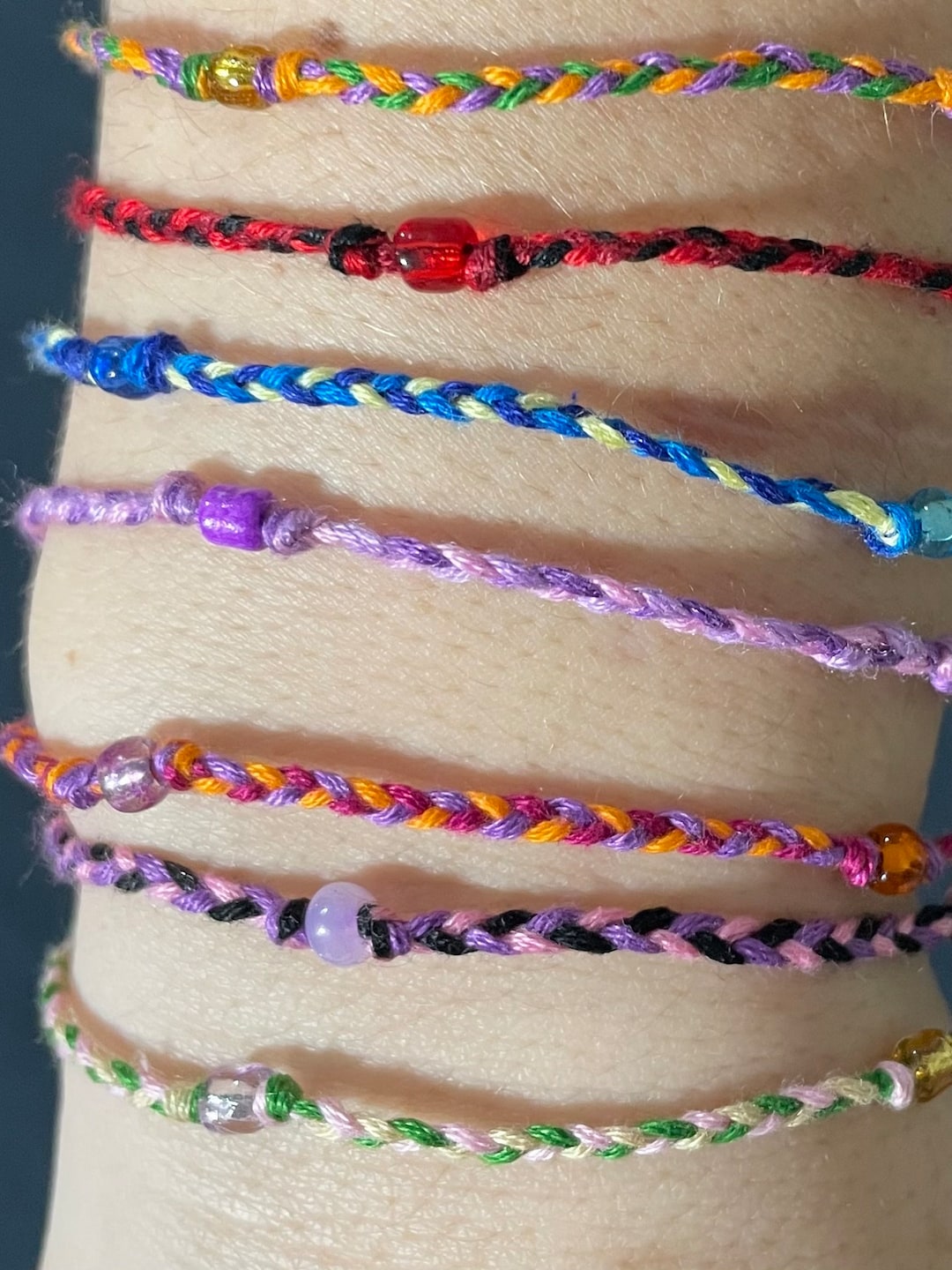 Custom/ Braided/ String/ Friendship Bracelets/beads/tie On/colorful ...
