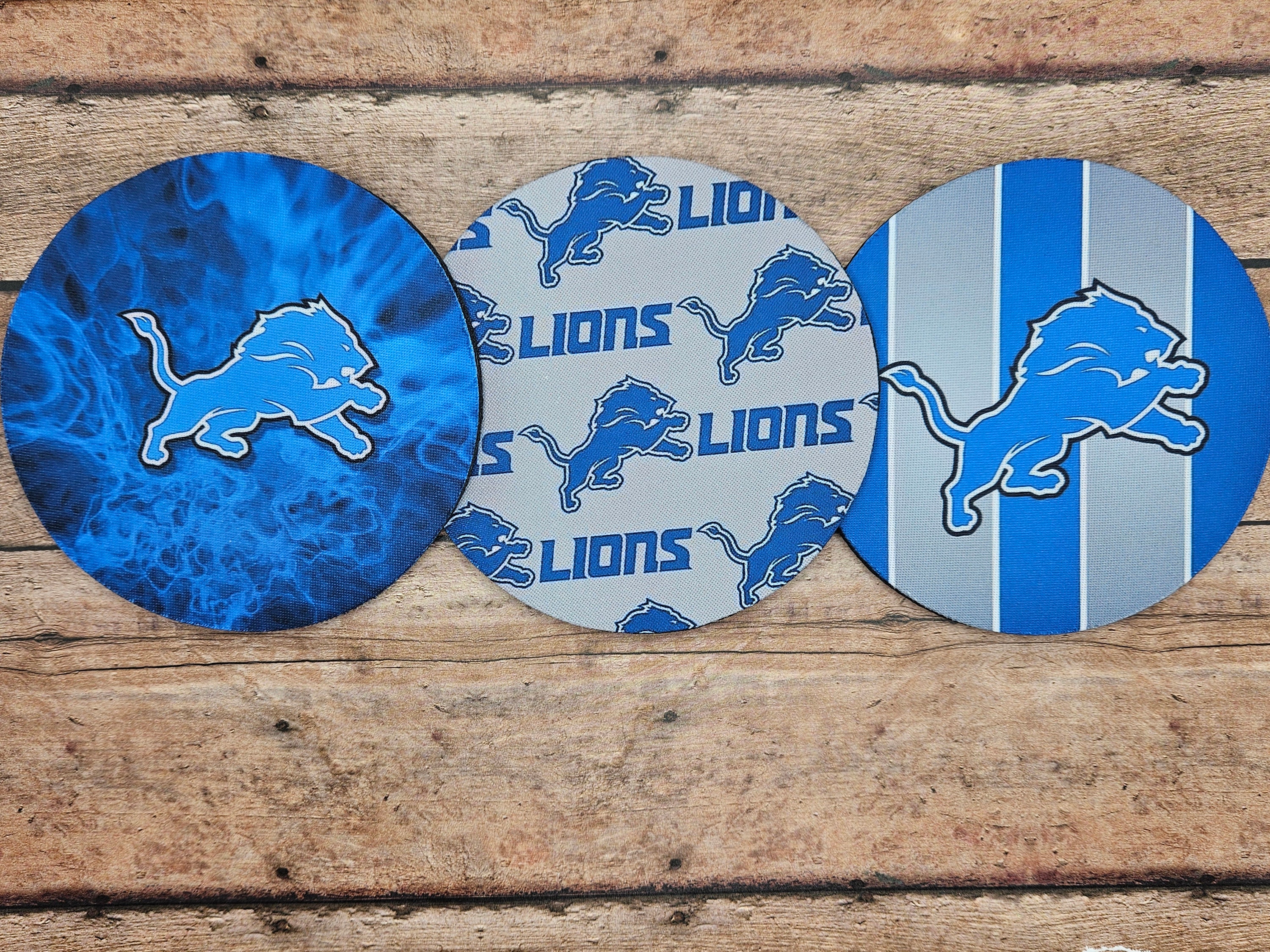 Lions Set of 2 Coasters Detroit Coasters Detroit Lions Circle Coasters ...
