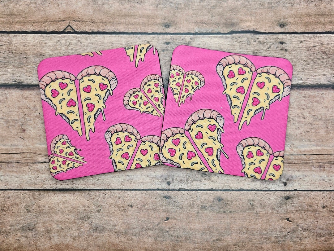Pizza Love Coaster Set Pizza Coaster Set Neoprene Coaster Heart Pizza ...