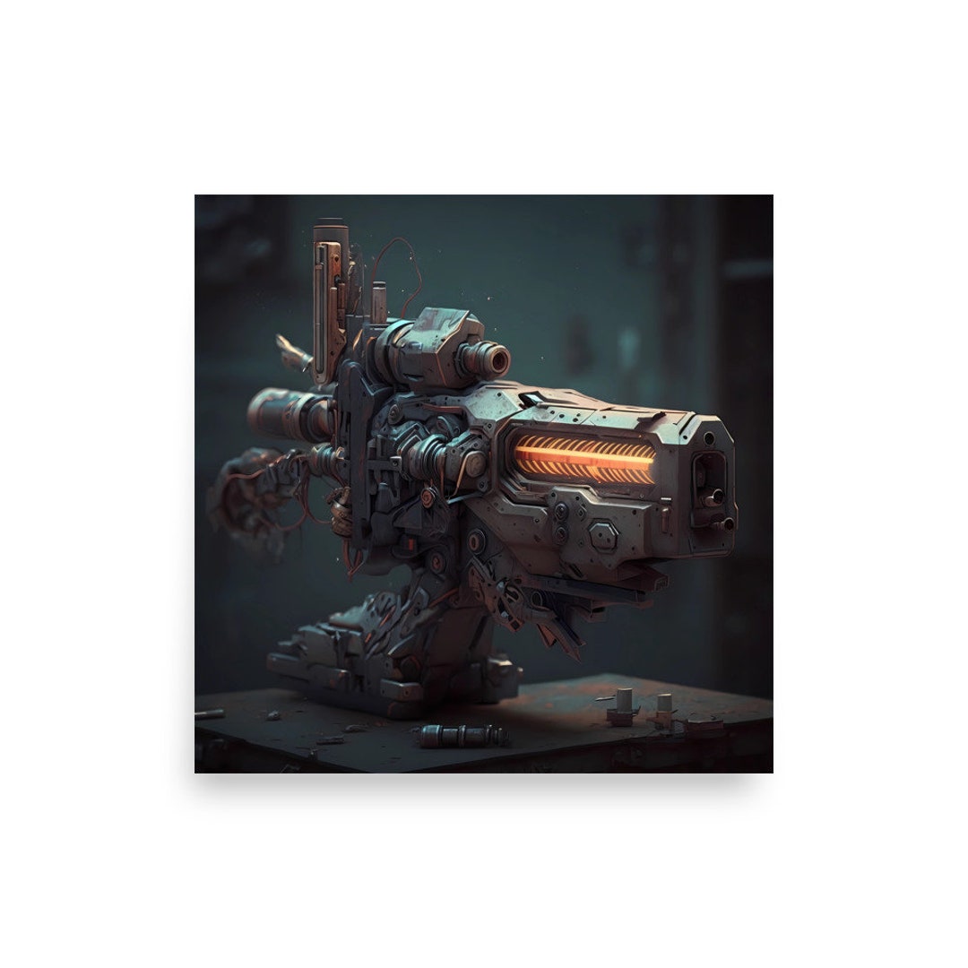 Modern Machine Gun Cybepunk Inspired Poster - Etsy