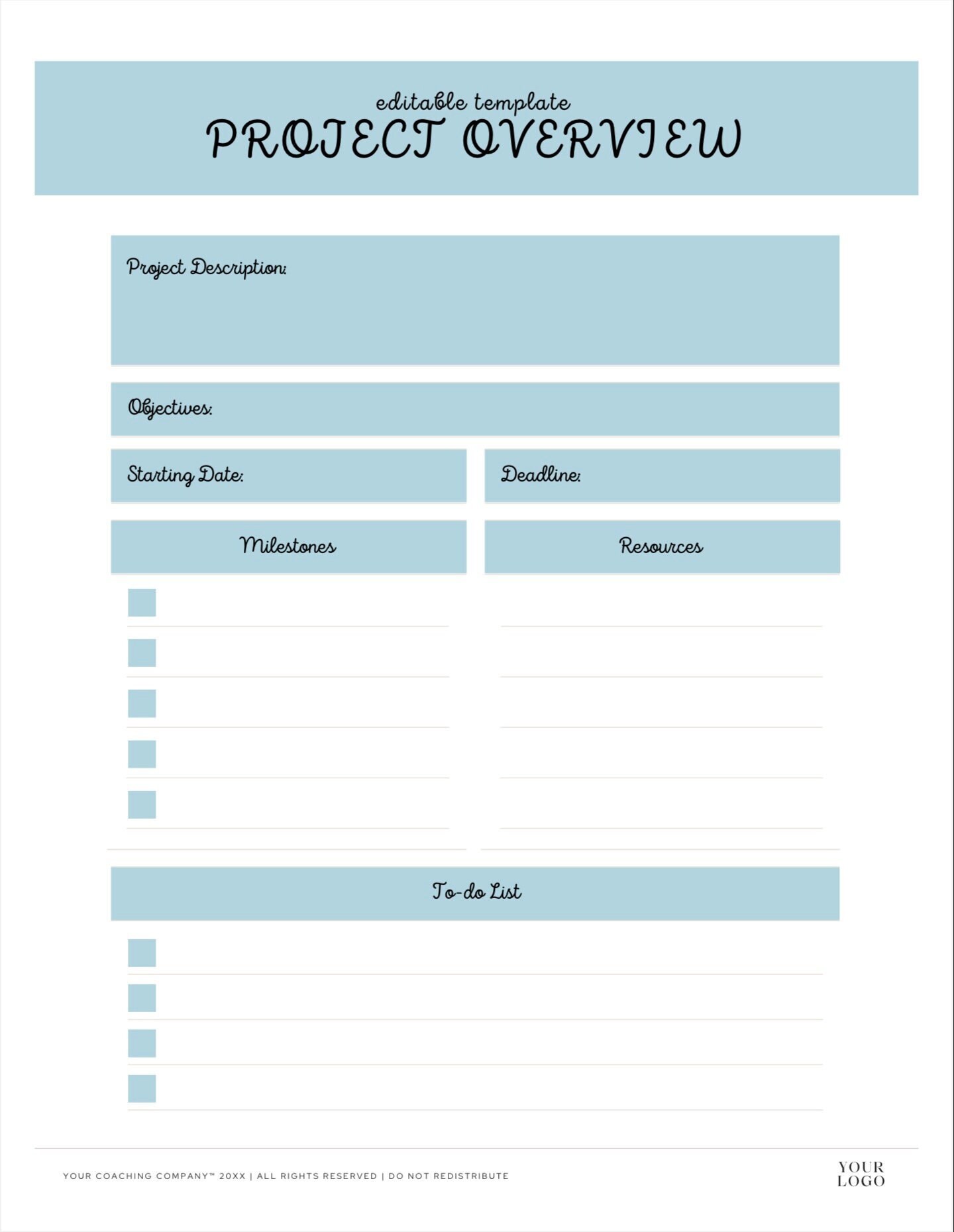 Digital Project Overview Template - Etsy