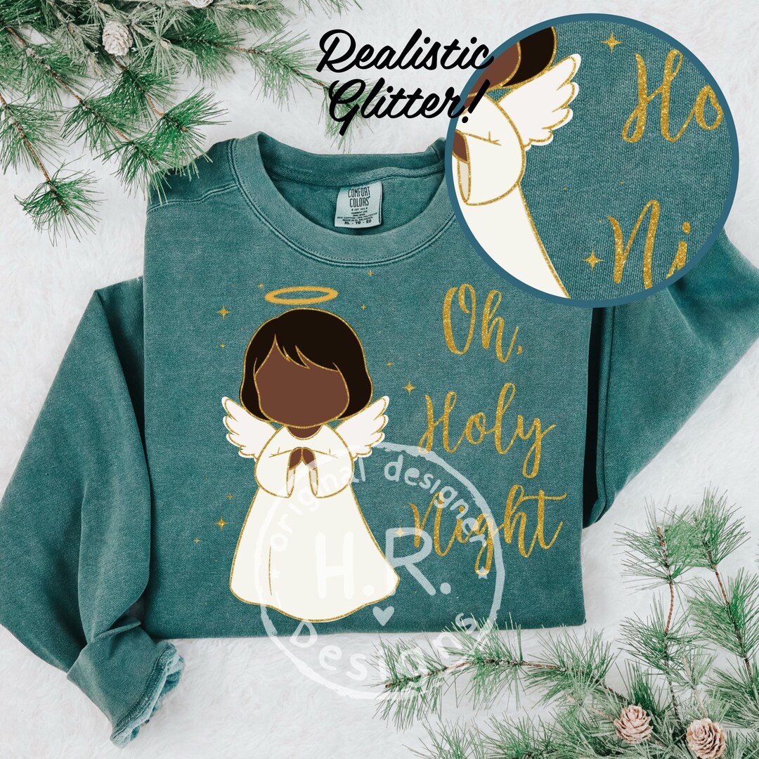 Oh Holy Night PNG, Christmas Angel Sublimation Design, Nativity Scene ...