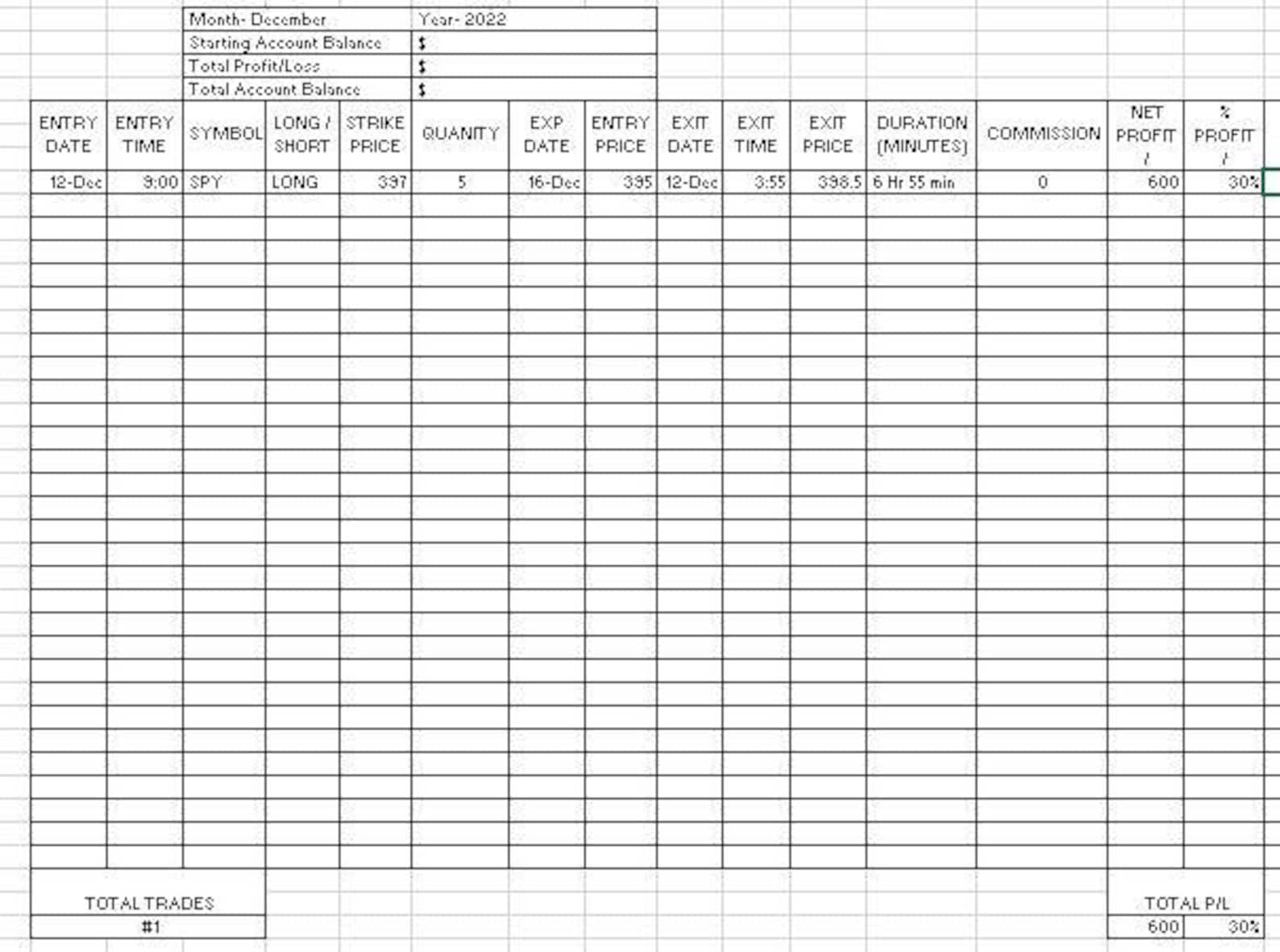 Basic Options Trading Journal - Etsy