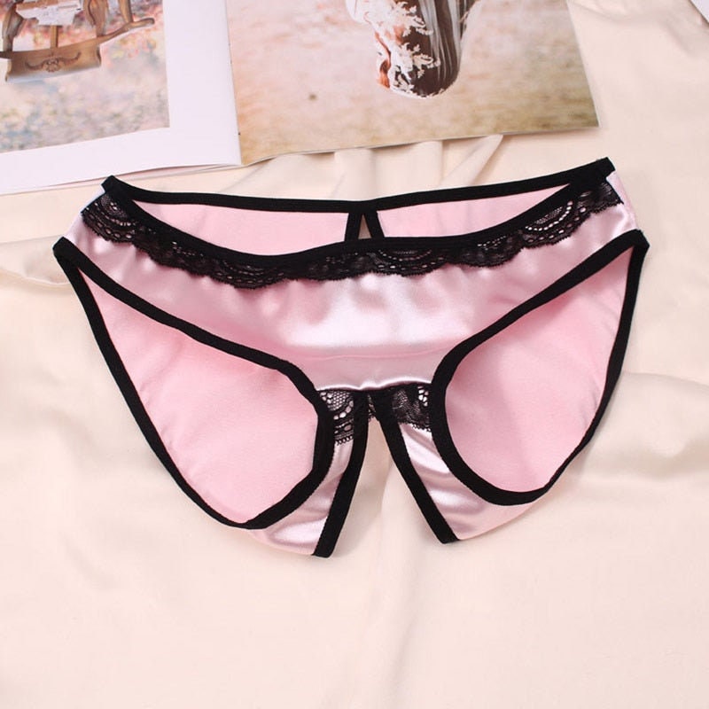 Womens Silk Satin Crotchless Panties Lingerie Soft And Etsy