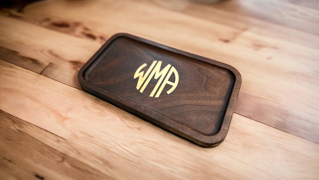 Personalized Wooden Catch-all Tray: Custom Monogram Valet - Etsy