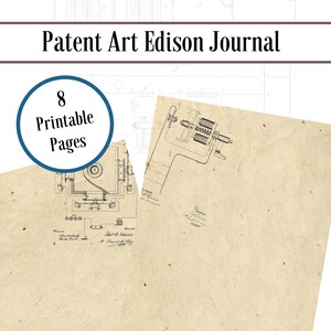 Patent Art Edison Printable Note Pages Diary Journal Page Printable ...