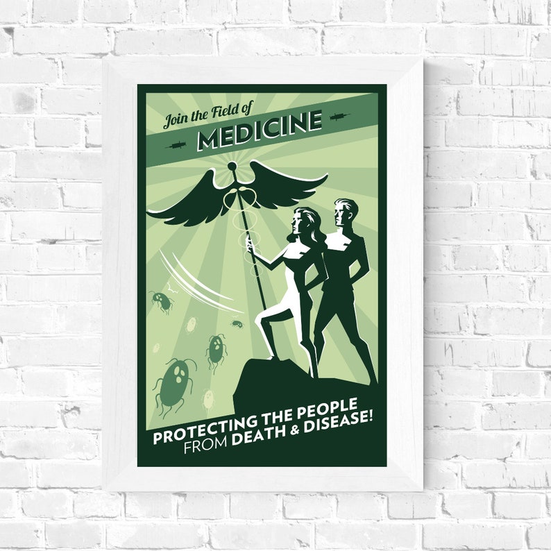11x17 Retro Futuristic Medicine Poster Printable - Vector Graphics ...