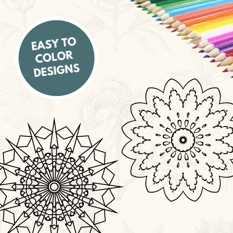 Printable Mandala Adult Coloring Pages Floral Mandala Easy Coloring ...