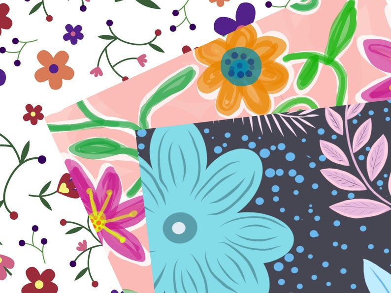 25 Flower Digital Paper Textures | Digital Paper Kit Flower Backgrounds ...