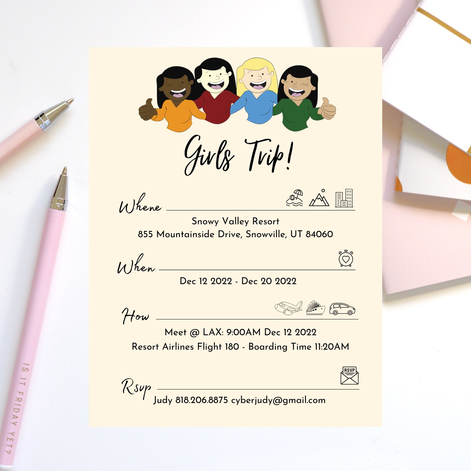 Girls Trip Invitation, Bachelorette Party, Girls Night Out, Printable ...