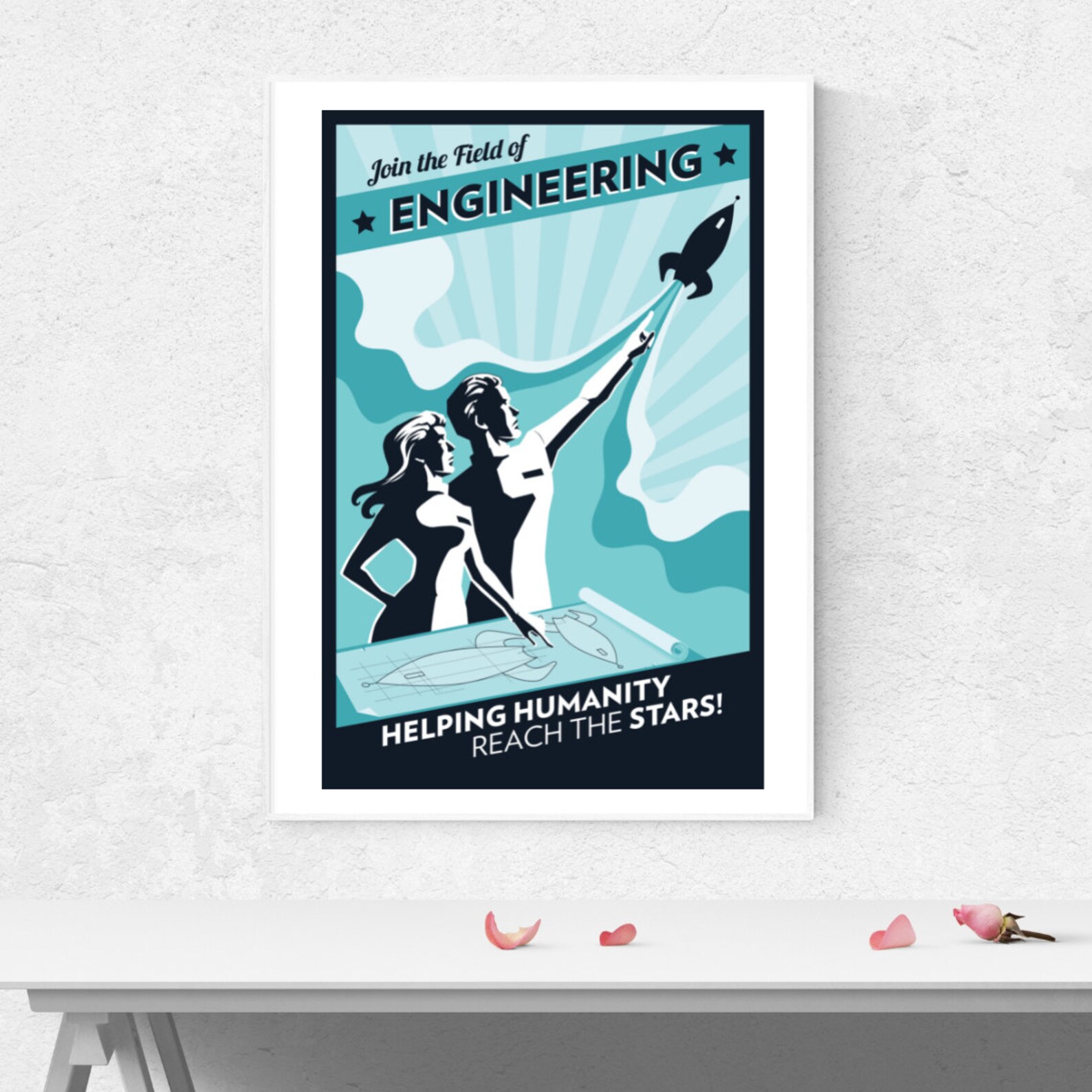 11x17 Retro Futuristic Engineering Poster Printable - Vector Graphics ...
