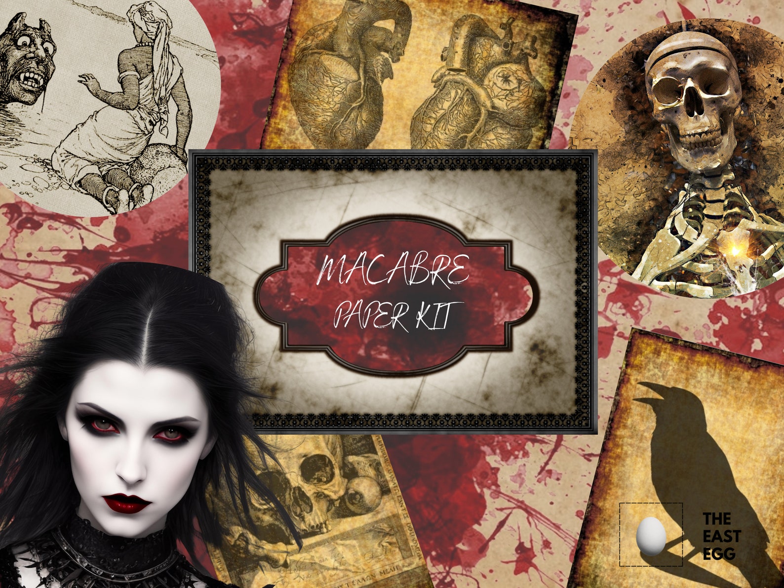 134 Pcs Macabre Ephemera Printable Pack Junk Journal Kit Vintage ...