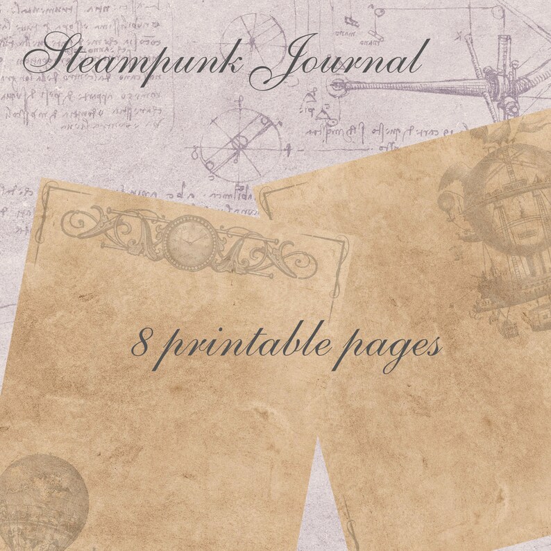 Steampunk Drawings Printable Notes Pages | Diary Journal Pages ...