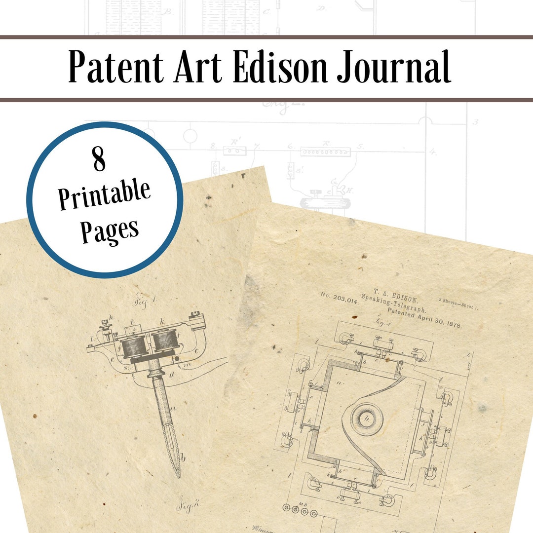 Patent Art Edison Printable Note Pages | Diary Journal Page | Printable ...