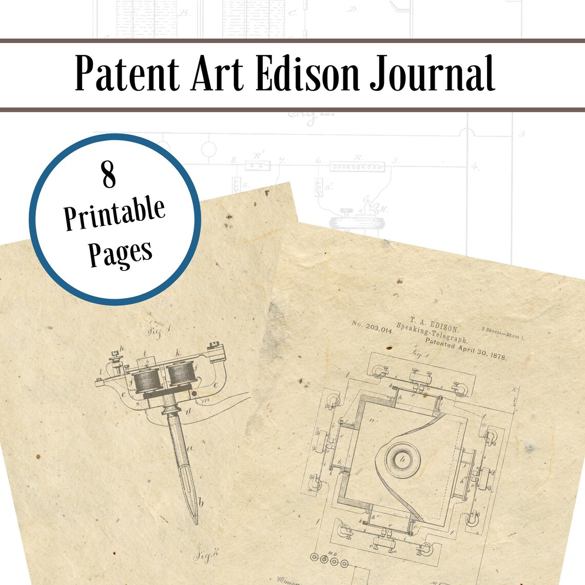 Patent Art Edison Printable Note Pages | Diary Journal Page | Printable ...