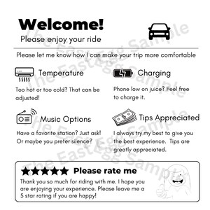 Uber Lyft Taxi Rideshare Sign Printable | Editable Sign | Uber Tip Sign ...