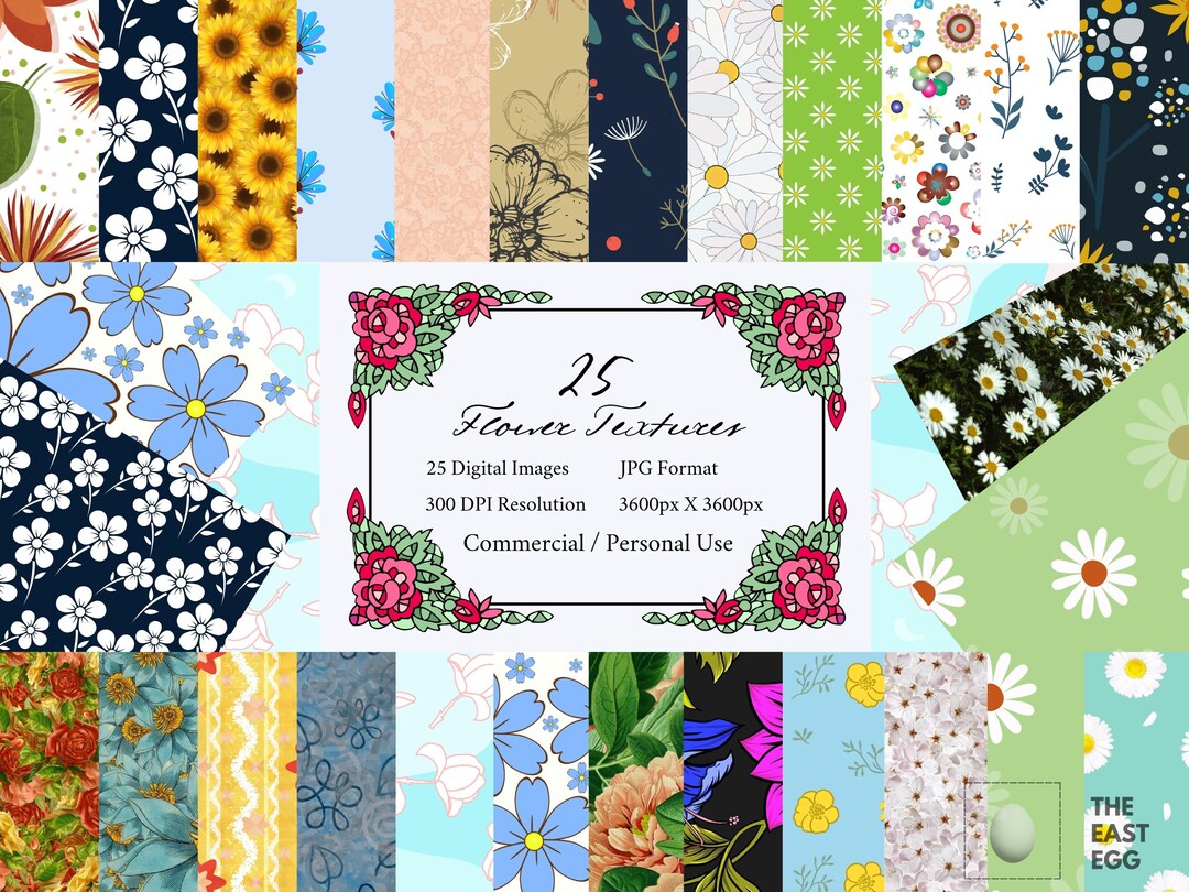 25 Flower Digital Paper Textures Digital Paper Kit Flower Backgrounds ...
