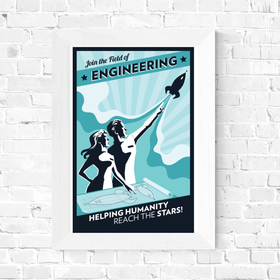 11x17 Retro Futuristic Engineering Poster Printable - Vector Graphics ...