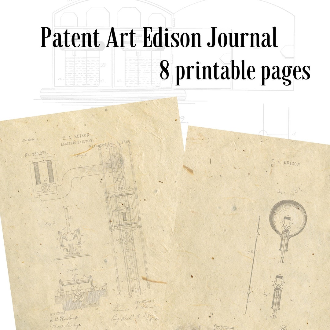 Patent Art Edison Printable Note Pages | Diary Journal Page | Printable ...
