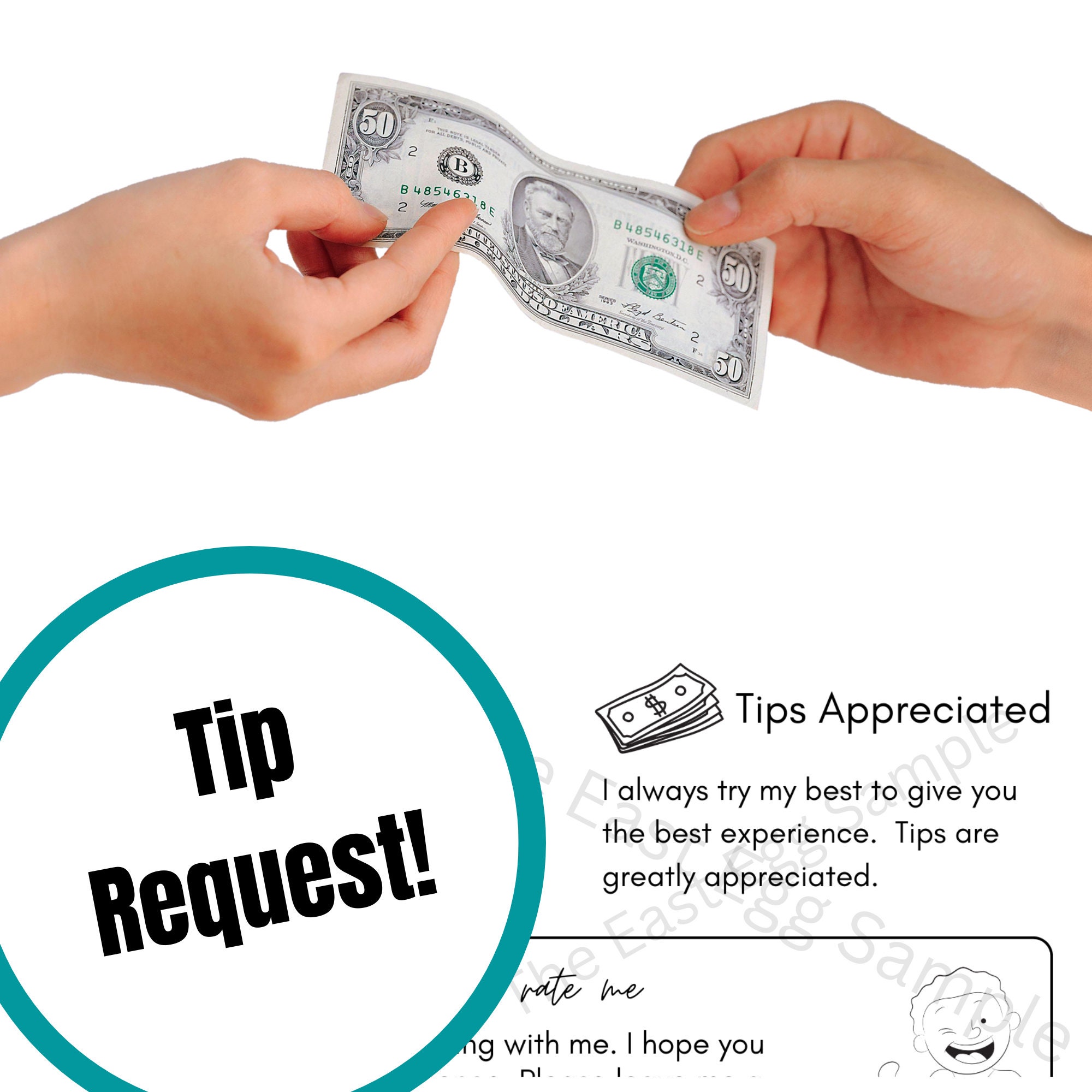 Uber Lyft Taxi Rideshare Sign Printable | Editable Sign | Uber Tip Sign ...