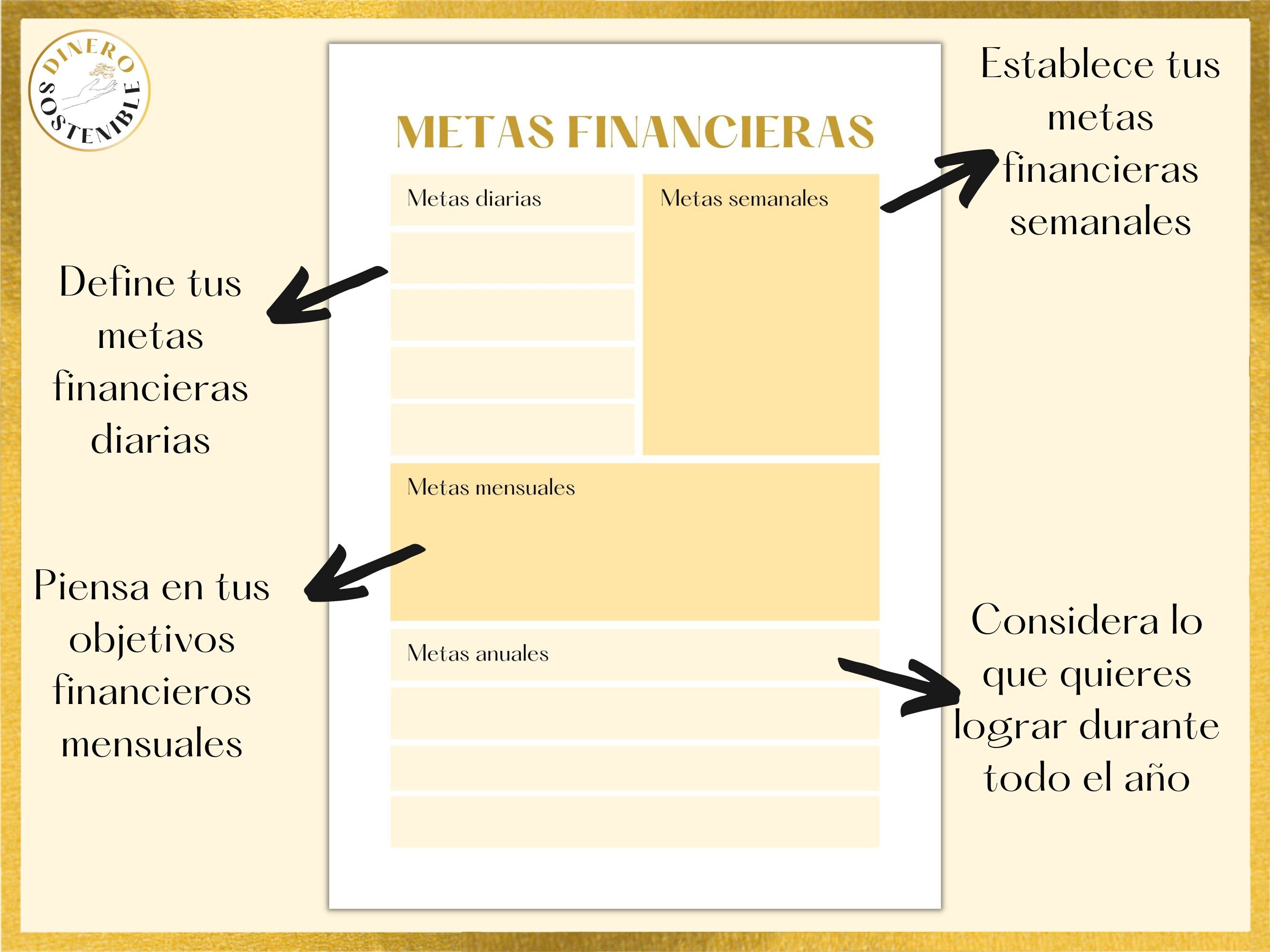 Metas Financieras Imprimible, Planificador de Metas Financieras, Diario ...
