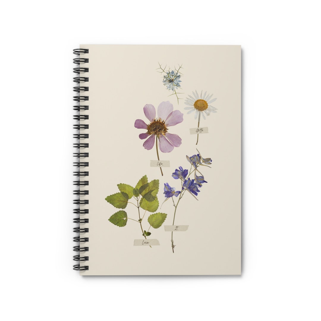 Pressed Wildflower Notebook, Spiral Bound Notebook, Flower Notebook ...