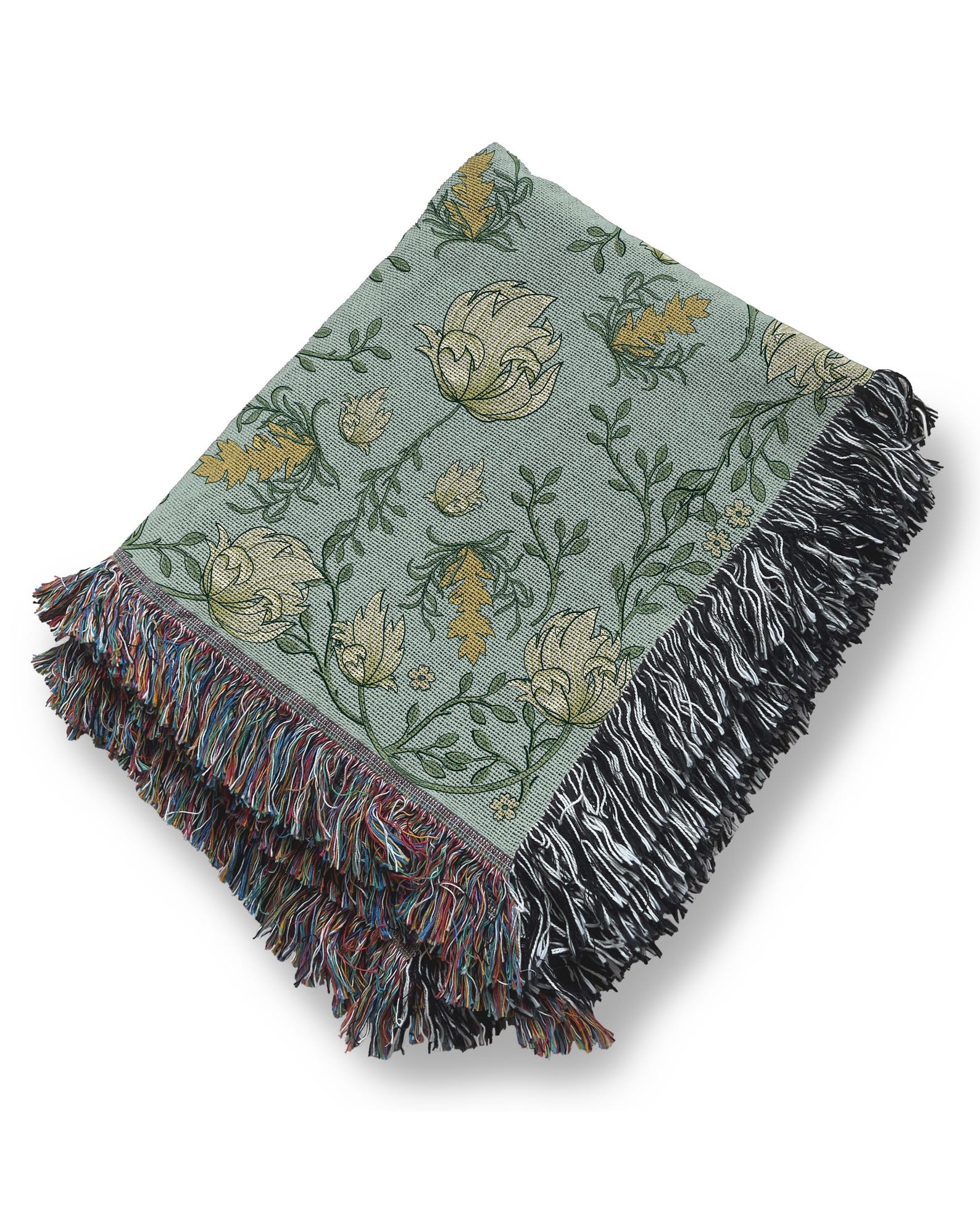 William Morris Print, Victorian Floral Throw Blanket, Vintage Fringe ...