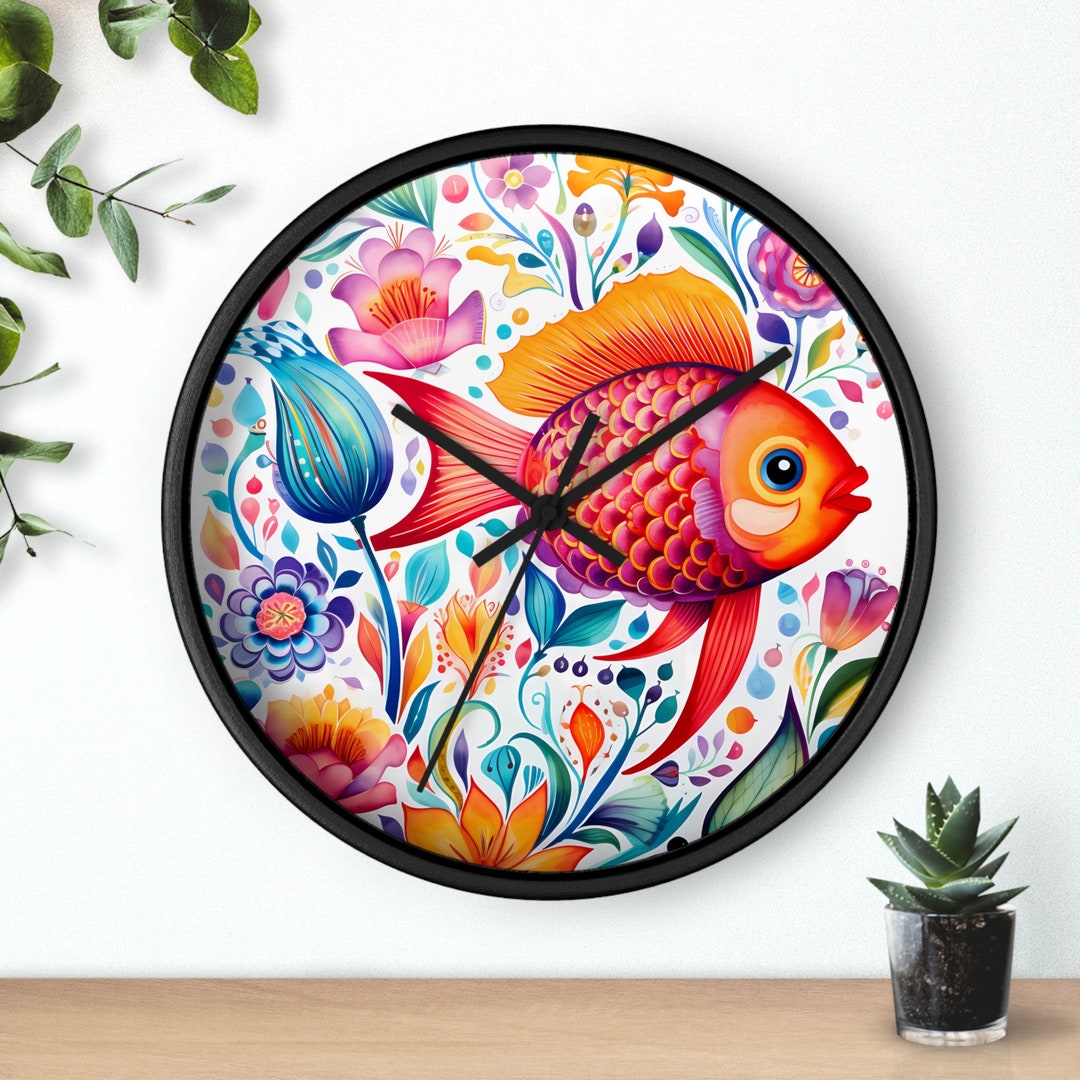 Fish Wall Clock, Tropical Fish Clock, Colorful Fish Clock, Kids Wall ...