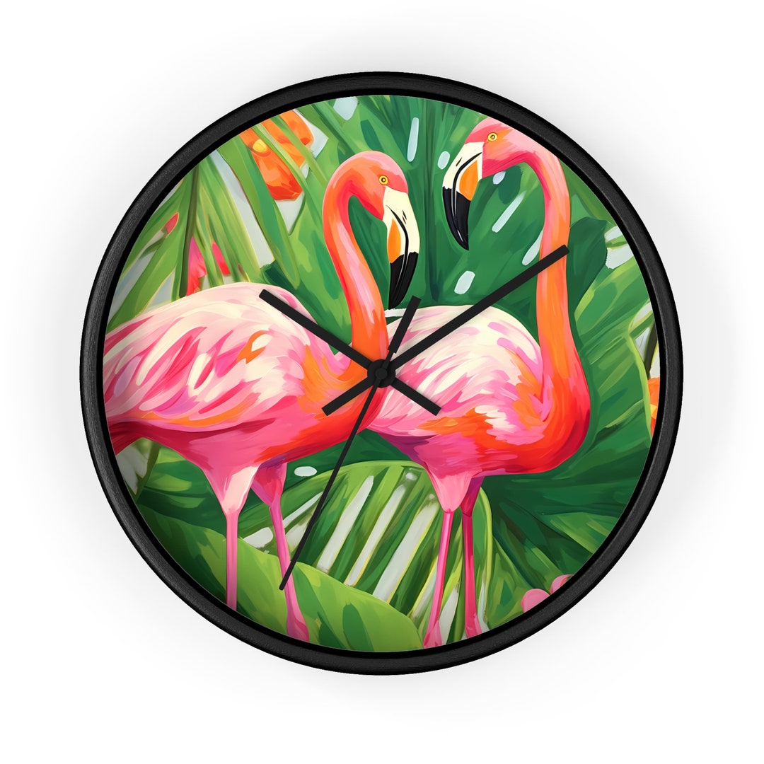 Pink Flamingo Tropical Wall Clock, Florida Clock, Miami Inspired Gift ...