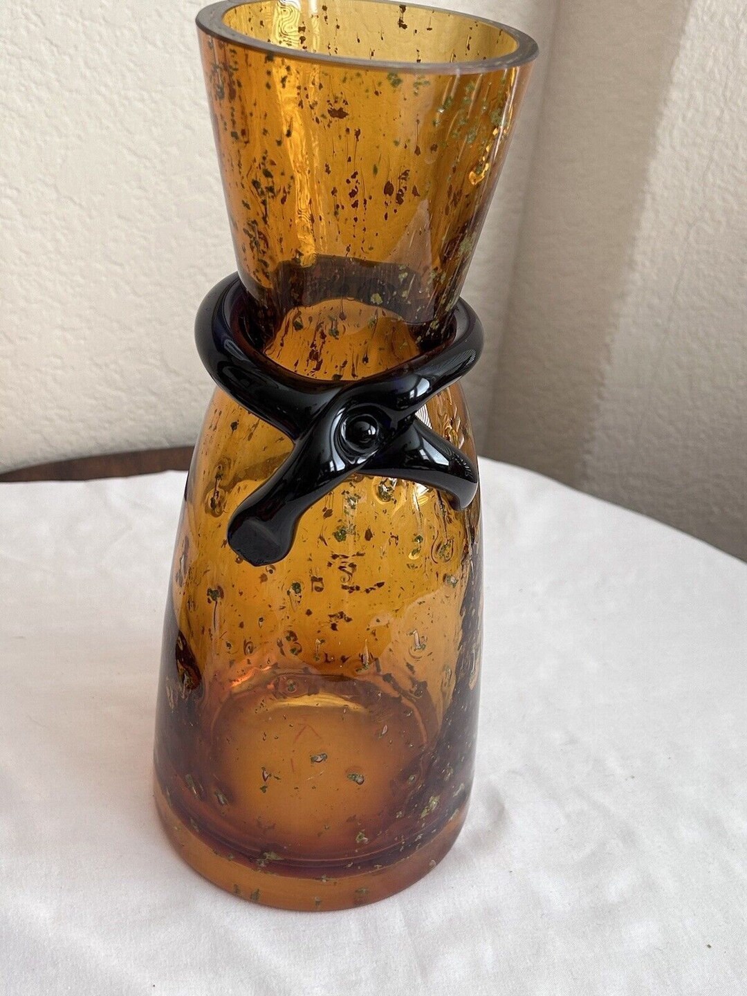 Makora Krosno Polish Mid-century Hand Blown Amber Glass Vase Purple ...