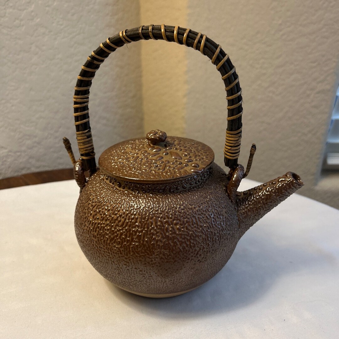 Teapot Wormy Ware Japanese Pottery Water Drop Pottery Brown Jakatsu ...