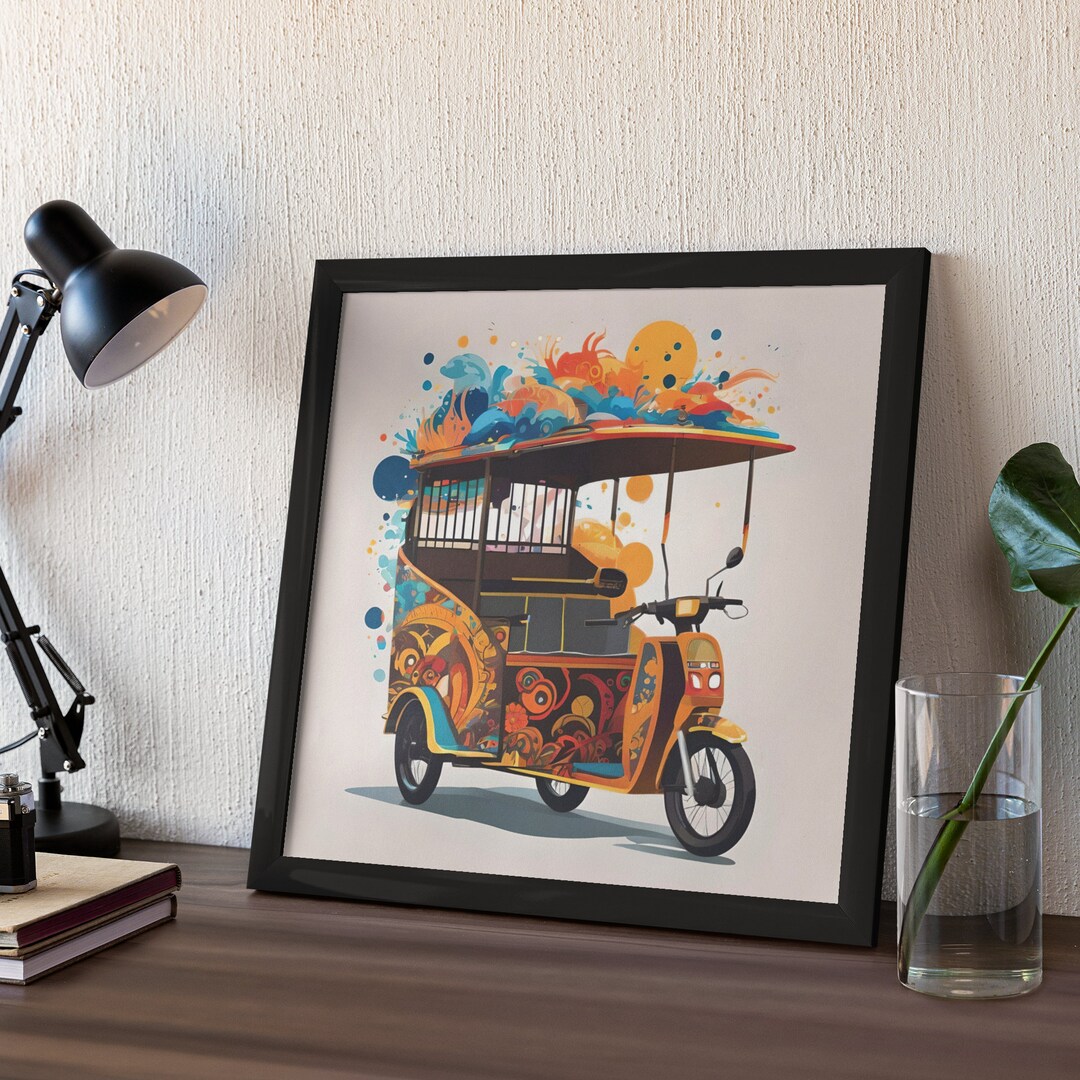 Rickshaw Digital Art Print Printable Desi Canvas Art, Retro ...