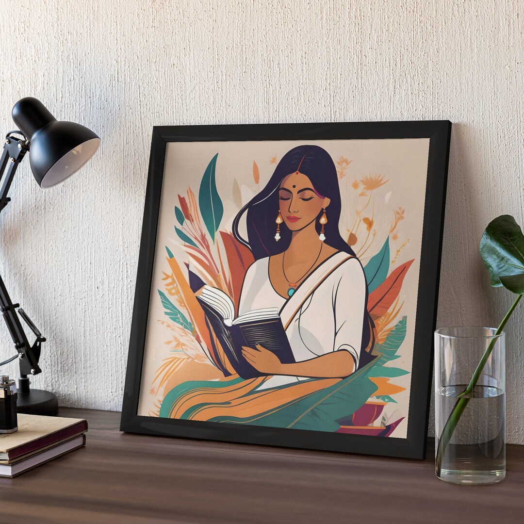 Modern Desi Woman Art Print Indian Girl Canvas Wall Art, Printable DIY ...