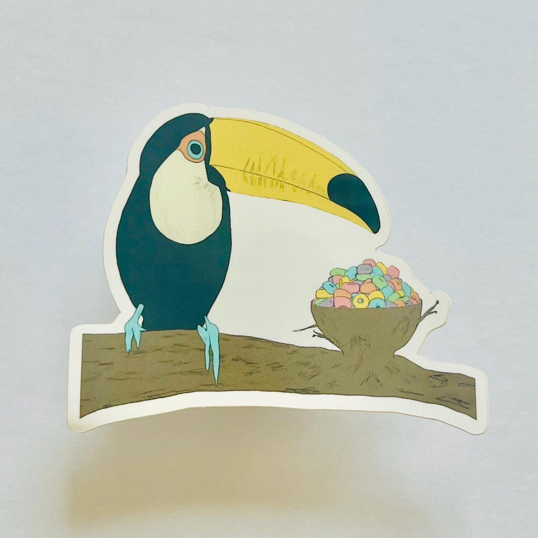 Toucan W/ Cereal Vinyl Matte Sticker - Etsy