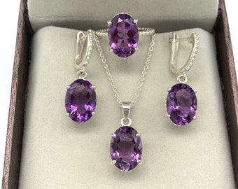 Amethyst ring and necklace set store