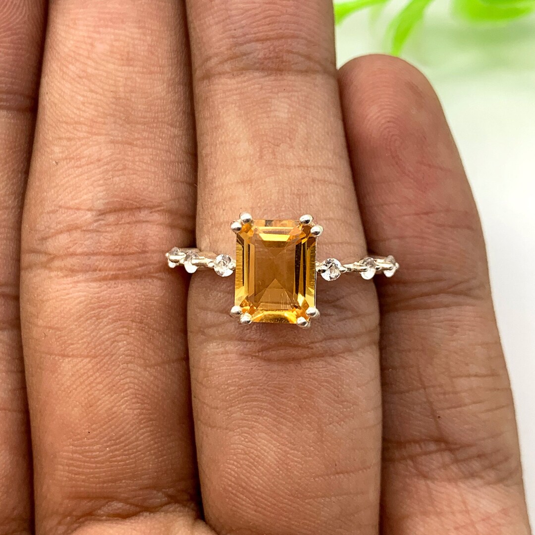 AAA Citrine Promise Ring-golden Citrine Solitaire Ring-natural Citrine ...