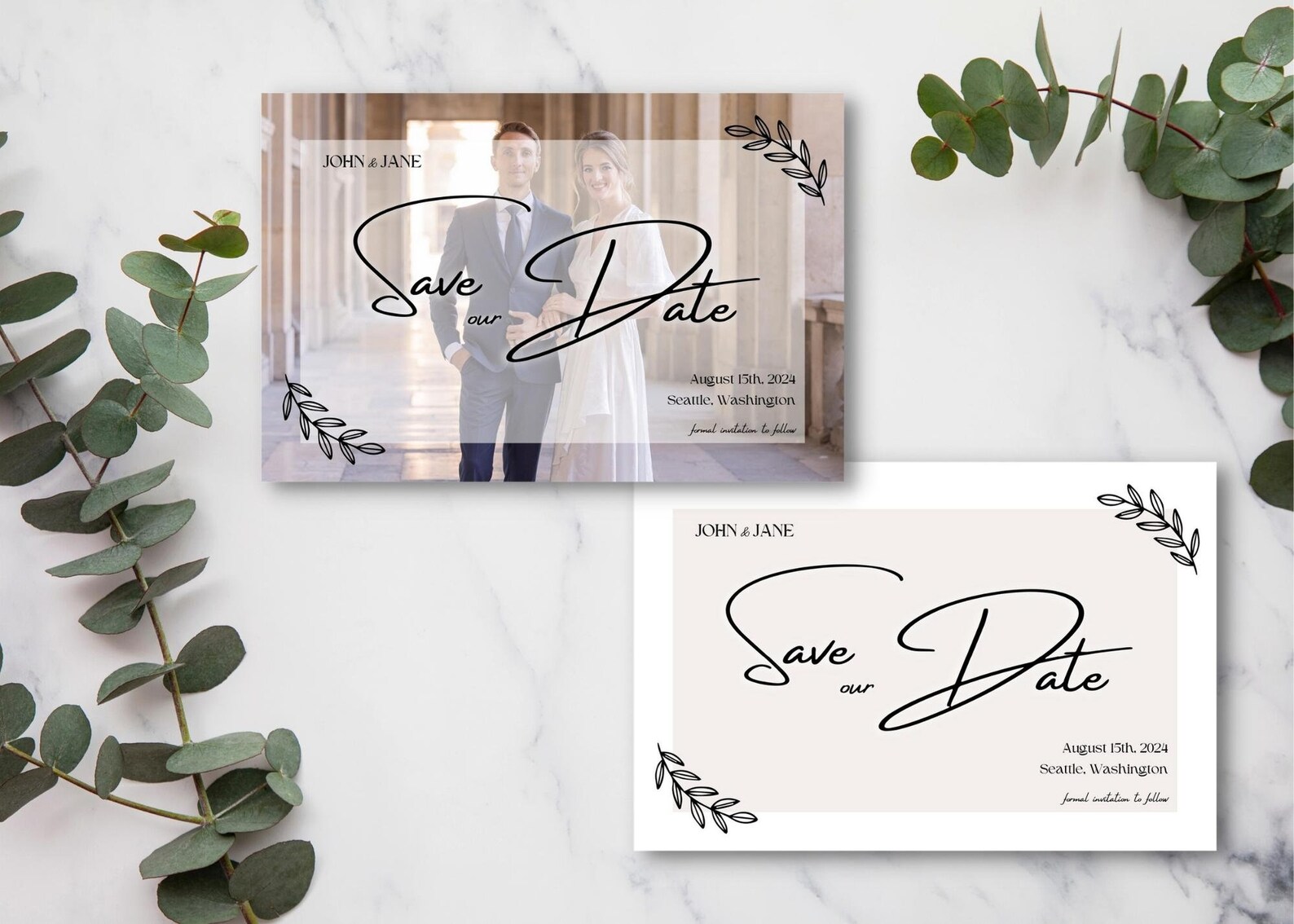 Editable Modern Gold Frame Wedding Invitation Package Template - Etsy