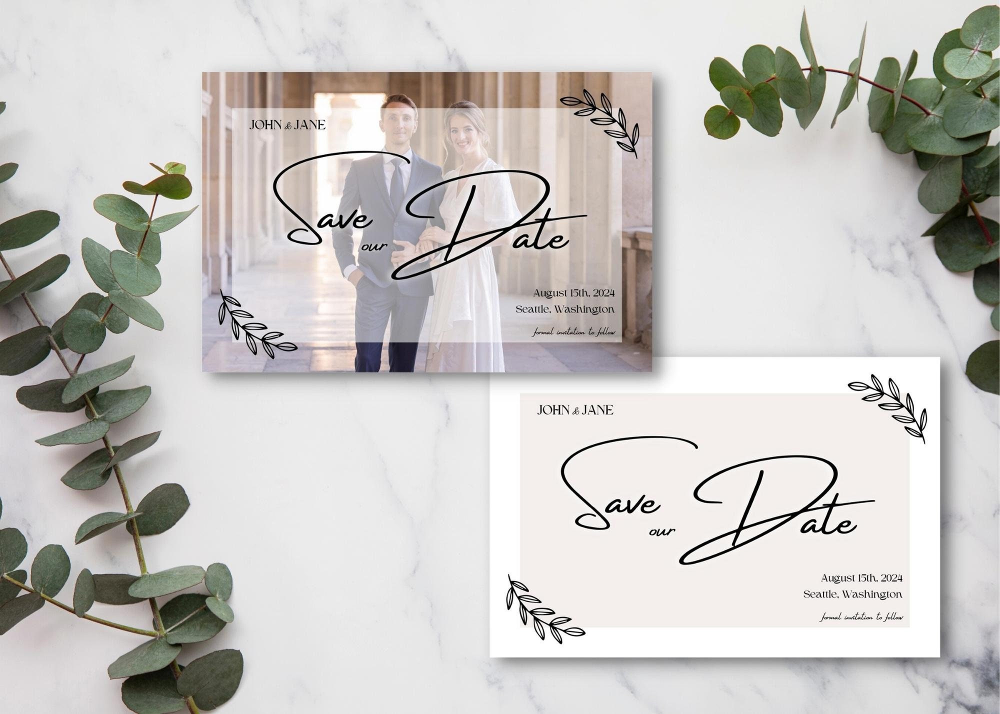 Editable Modern Gold Frame Wedding Invitation Package Template With ...