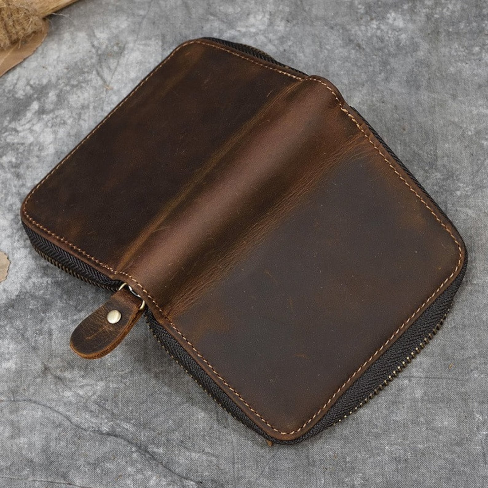 Mens Leather Wallet Handmade Minimalist Credit Card Wallet With Coin ...