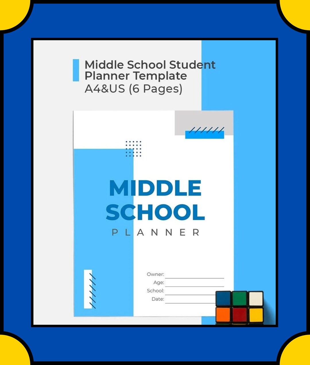 Middle School Student Planner Template Stay Organized & Focused instant ...