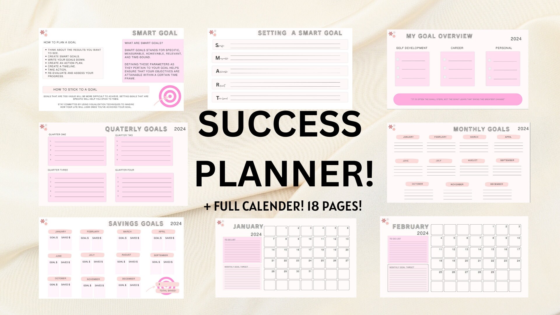 Goal Planner BUNDLE, 2024 Goals Tracker, SMART Goal Setting Kit ...