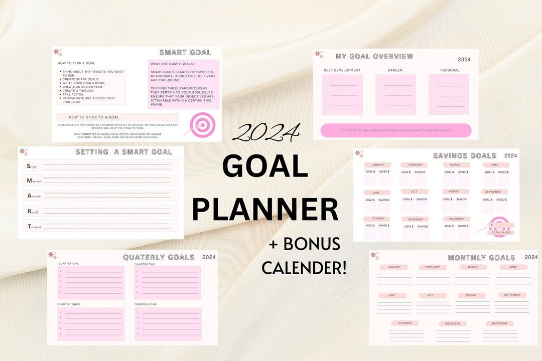 Goal Planner BUNDLE, 2024 Goals Tracker, SMART Goal Setting Kit ...