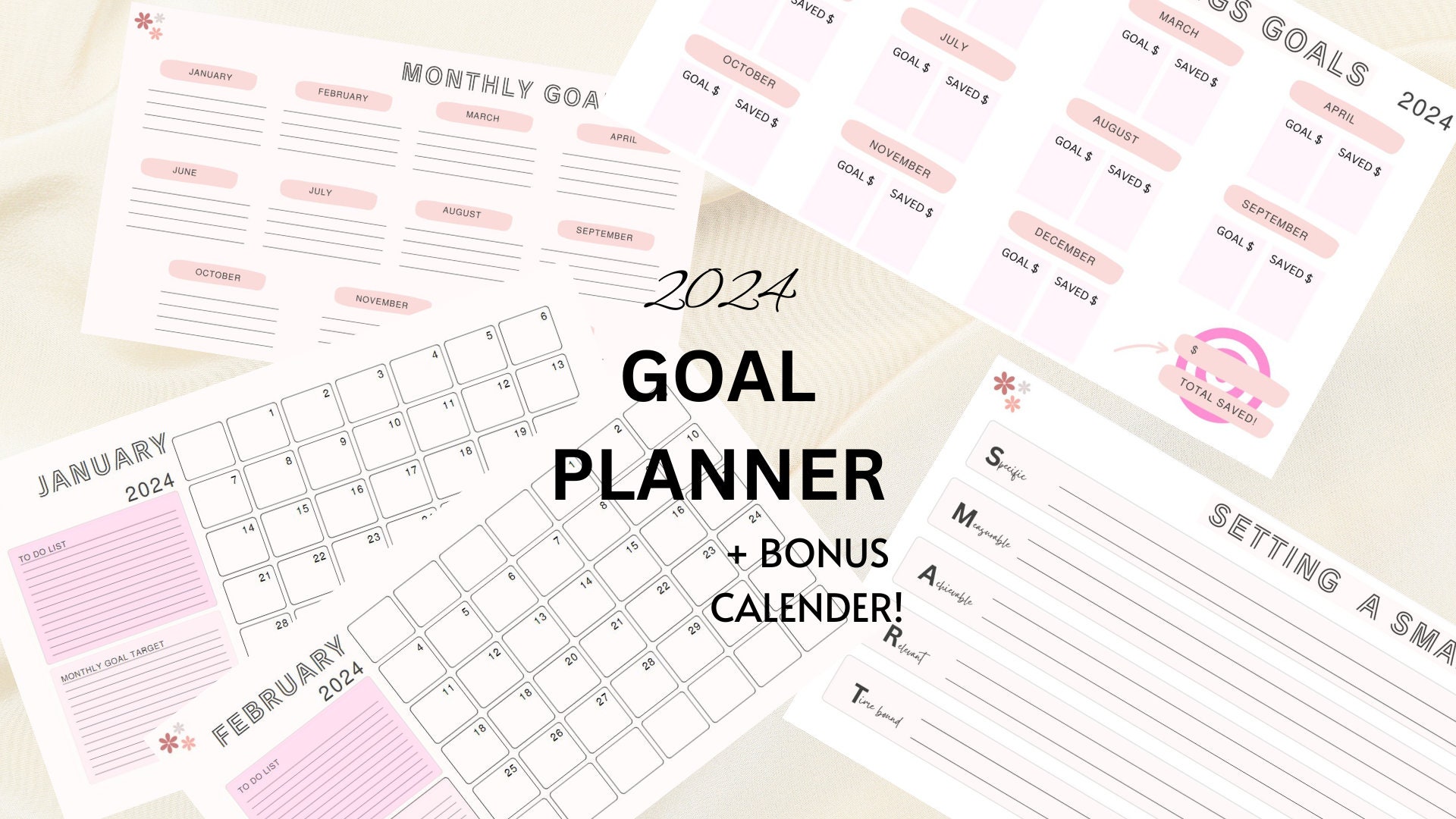 Goal Planner BUNDLE, 2024 Goals Tracker, SMART Goal Setting Kit ...